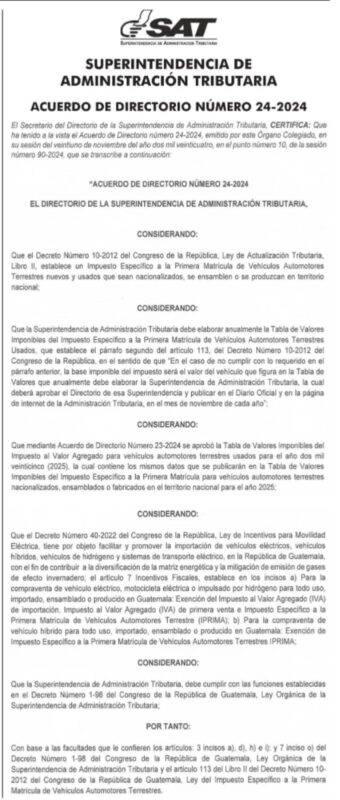 SAT publica tabla de impuesto 2025 para primera matrícula de vehículos ...